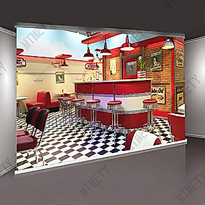 MTMETY 7x5ft Classic Dining Background Fast Food Soda Shop 50s Resumed Catering Meal Time Background Photography Banner Picture Child Birthday Shower Backdrop Decor BJHXME279