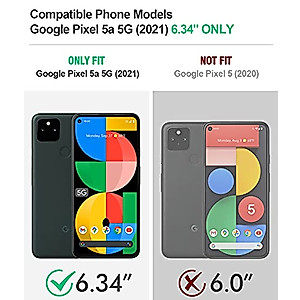 Poetic Revolution Series Case for Google Pixel 5A 5G, Full-Body Rugged Dual-Layer Shockproof Protective Cover with Kickstand and Built-in Screen Protector, Black