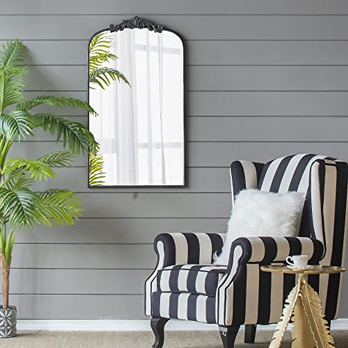 A&B Home Arched Vertical Mirror-Wall Mirror with Metal Black Frame,24"x42" Large Arch Mirror for Bathroom Bedroom Living Room