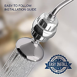 Filtered Shower Head High Pressure Shower Filter Hard Water Softener Filter Remove Chlorine Fluoride Harmful Substances Coconut Shell Activated Carbon Reduces Heavy Metals Other Sediments Vitamin C
