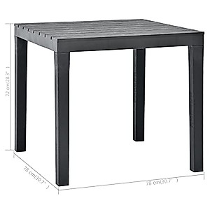 VanTook Outdoor Patio Table Garden Side Table, 30.7" Square Plastic End Table Sofa Table Balcony Coffee Table Cocktail Table for Porch Indoor Outdoor, Weather Resistant, Anthracite