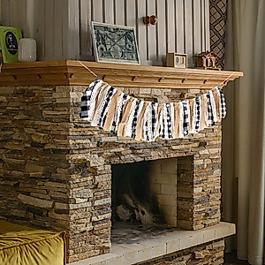 Buffalo Checkered Plaid Banner Set Fabric Black and White Gingham Bunting Tassel Garland Rustic Christmas Birthday Mantel Fireplace Farmhouse Classroom Decorations