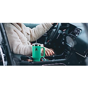 MONOHYDRO 40 oz Tumbler with Handle and Straw - tumbler with straw Stainless Steel Insulated Cup -stainless steel straw, Eco-friendly Materials - conserve temperature up to 24+hours - Caribbean Green