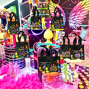 BANBALLON 20 PCS Neon Party Favor Bags Glow Birthday Party Supplies Glow in the Dark Party Favor Bags Glowing with Me Goodie Bags for Neon Theme Birthday Party Let's Glow Party Supplies