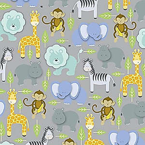 Party Explosions Gift Wrap - Safari Animals Gift Wrapping Paper Roll (24" W x 15' L) for Children's Birthday Parties, Baby Showers, Holidays, and Animal Lovers