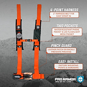 Pro Armor A114220OR Orange 4-Point Harness 2" Straps