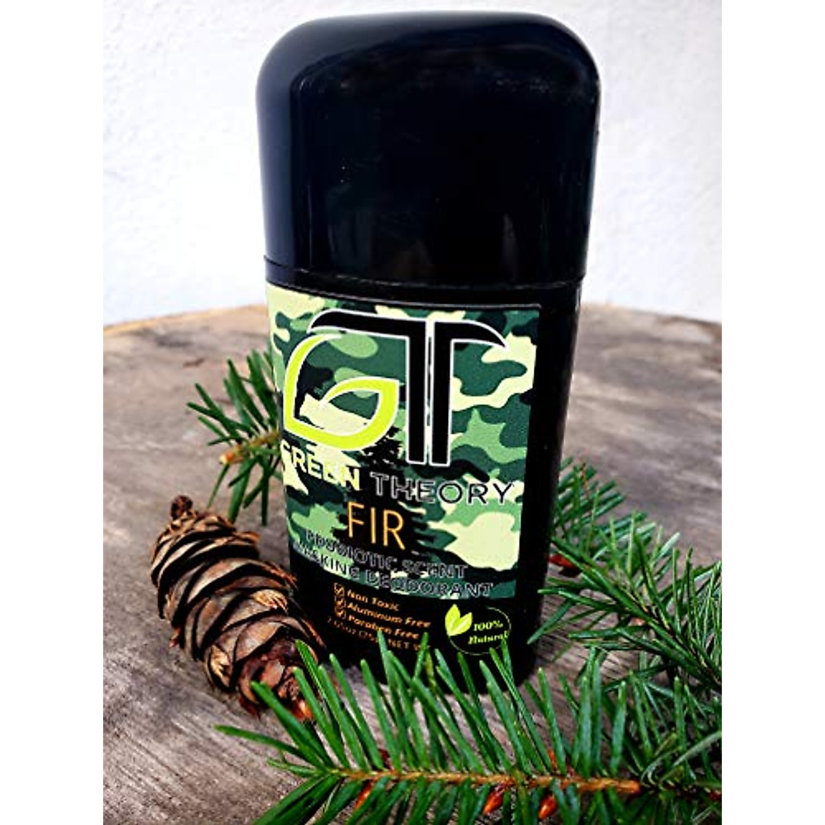 Green Theory Fir Scent Masking Natural Deodorant - Probiotic, Aluminum Free, Hunting - Tree Scents Collection - Solid 2.65 Ounce