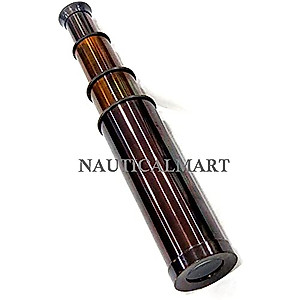 Solid Brass Brown Antique Spyglass Telescope- 15 inch Long