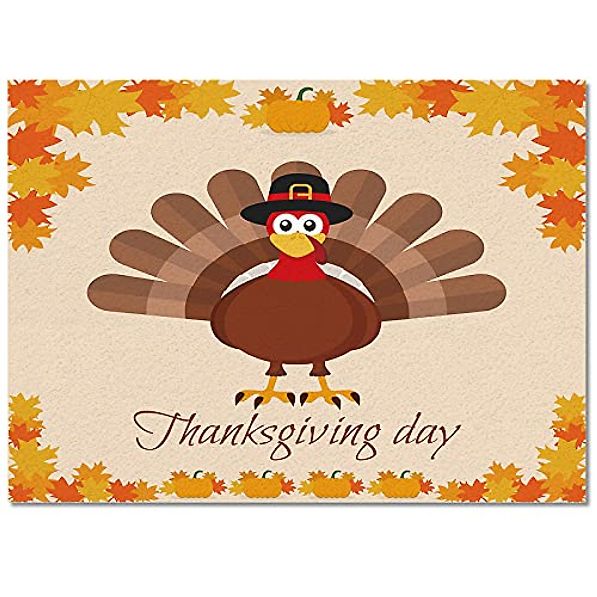 Indoor Area Rugs Thanksgiving Turkey Fall Leaf Pumpkin Non-Slip Floor Mats Yellow Orange Rectangular Carpet Soft Washable Rugs for Living Room/Bedroom/Hallway Home Decor - 5x8 Feet