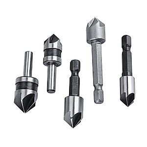 Countersink Drill 5 Pcs 5 Flutes High Speed Steel Chamfering Cutter Automatic Center Punch Bit for Wood