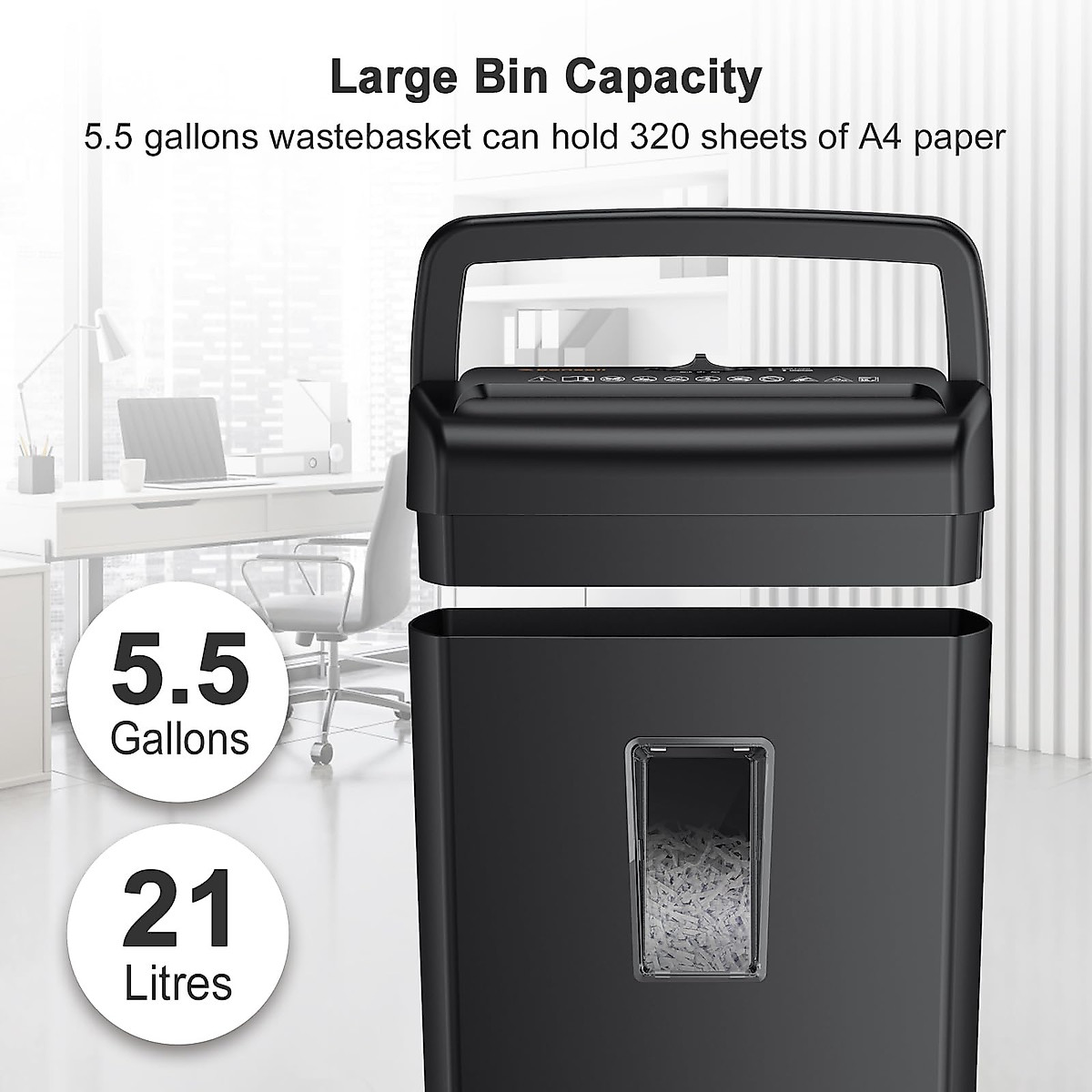Bonsaii 10-Sheet Cross Cut Paper Shredder, 5.5 Gal Home Office Heavy Duty Shredder for Credit Card, Staple, Clip with Transparent Window(C209-D)
