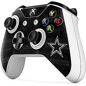 Skinit Decal Gaming Skin compatible with Xbox One S Controller - Officially Licensed NFL Dallas Cowboys Black & White Design