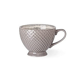 Signature Housewares Pad Print Set of 4 Ceramic Assorted Footed 14oz Mugs, PP Gray