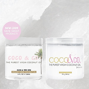 100% Raw Coconut Oil for Skin & Hair, Clean Beauty Grade, Pure and Organic Extra Virgin by COCO & CO. 8 Fl Oz (Pack of 1)