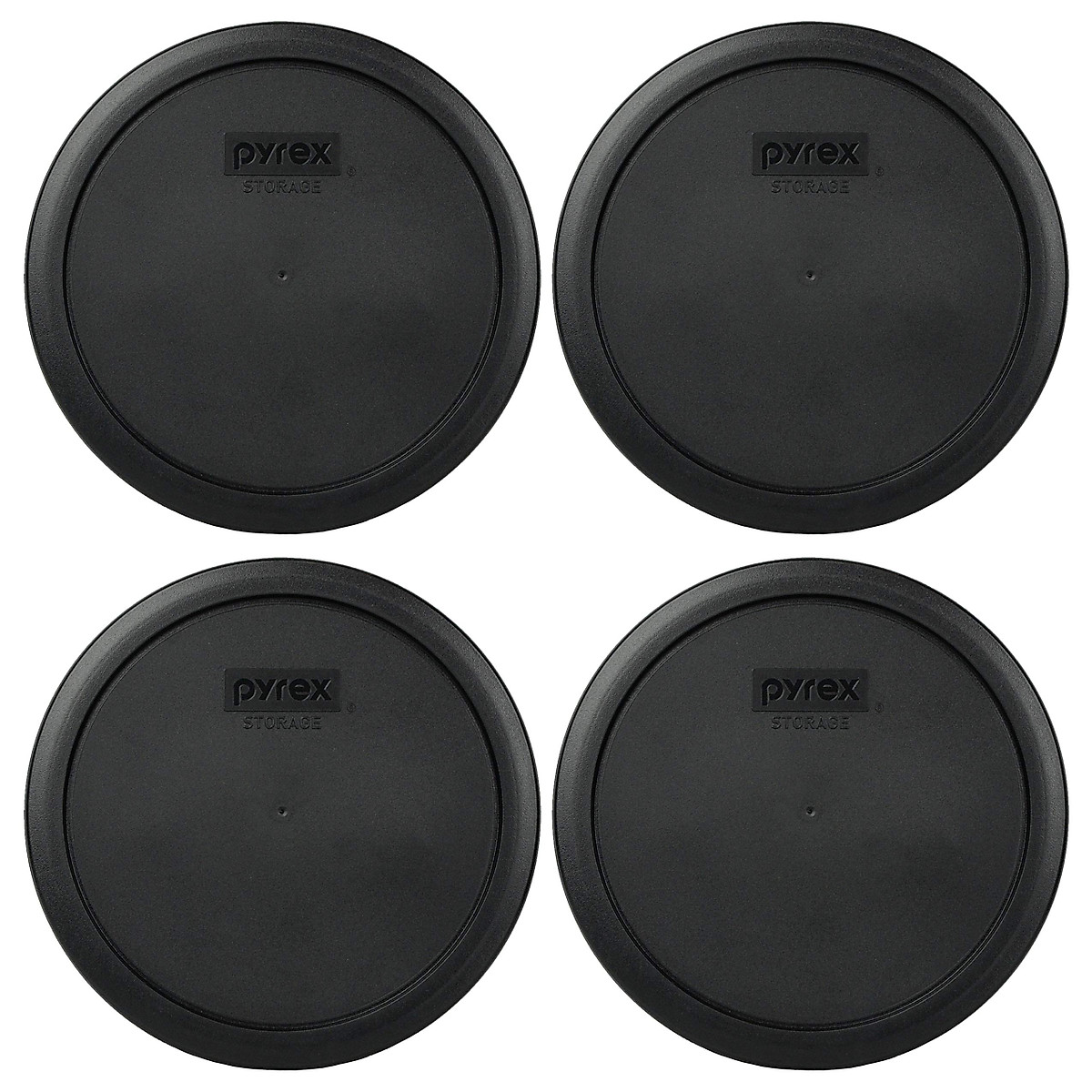Pyrex 7402-PC 6/7 Cup Black Round Plastic Food Storage Lids - 4 Pack