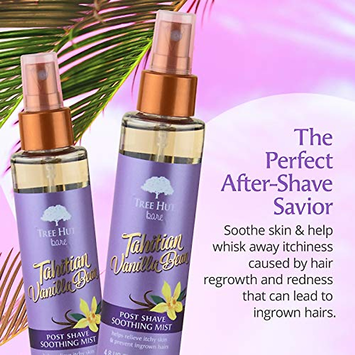Tree Hut Bare Tahitian Vanilla Post Shave Mist, 4.8 fl oz, After Shave Spray, Soothe & Smooth Against Razor Bumps & Ingrown Hairs, For All Skin Types