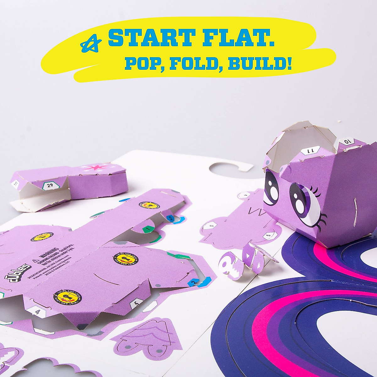 Cubles My Little Pony Series 1 3-Pack Twilight Sparkle, Applejack, Fluttershy - 3D Paperboard Constructable Set - Build-Your-Own, Ages 6 and Up – Over 5 Inches Tall - 100% Recyclable