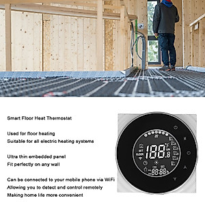 Smart Floor Heat Thermostat, WiFi Voice Phone Control LCD Touch Screen Thermostat for Electric Heating Systems 95‑240VAC