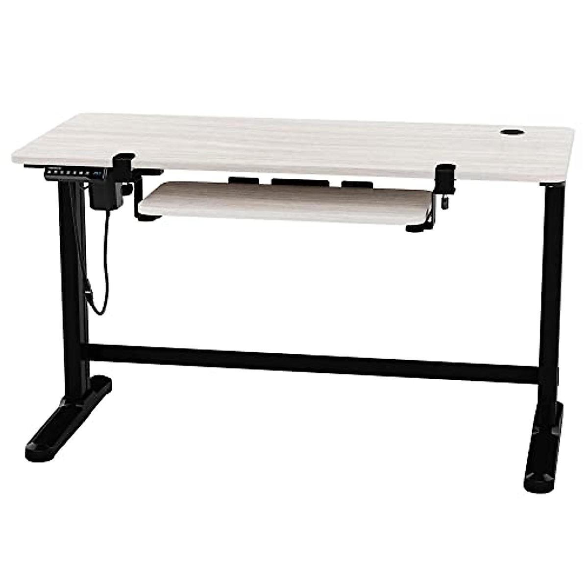 Truweo Adjustable Electric Standing Desk – 50 x 23.6 inches Sit to Stand Office Desk with Cable and Sliding Keyboard Tray – 3 Controlled Memory Height Settings – Anti-Scratch Surface – Grey