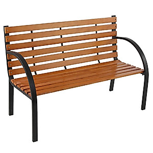 Guangshuohui 48" Patio Park Garden Bench, Patio Porch Chair Deck Hardwood Cast Iron Love Seat Outdoor Furniture for 2 Person Outdoor Clearance Outdoor Patio Garden Bench Park Seat