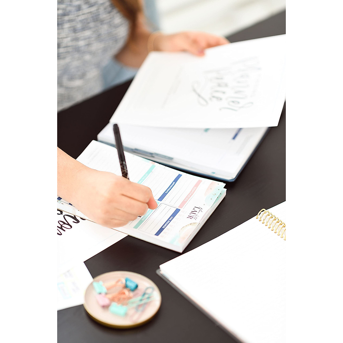 bloom daily planners Double Sided Daily Planning System Tear Off to-Do Pad - Undated Checklist Notepad Organizer with Perforated Sheets - 6" x 9" - Plan With Laur