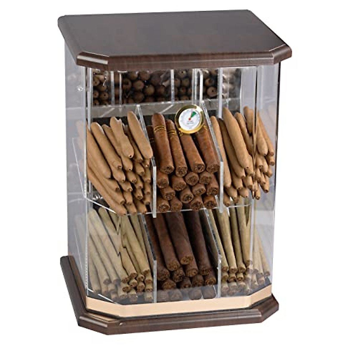 Prestige Import Group - The Franklin Wood & Acrylic Cigar Humidor Table Top Display - Up to 150
