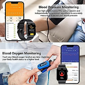 Blood Health Monitor Smart Watch for iPhone Android Bluetooth Calling 2023 Upgraded Non-invasive Blood Sugar Test Smartwatchs Men Women with Heart Rate Blood Oxygen Pressure HRV Fitness Tracker Watch