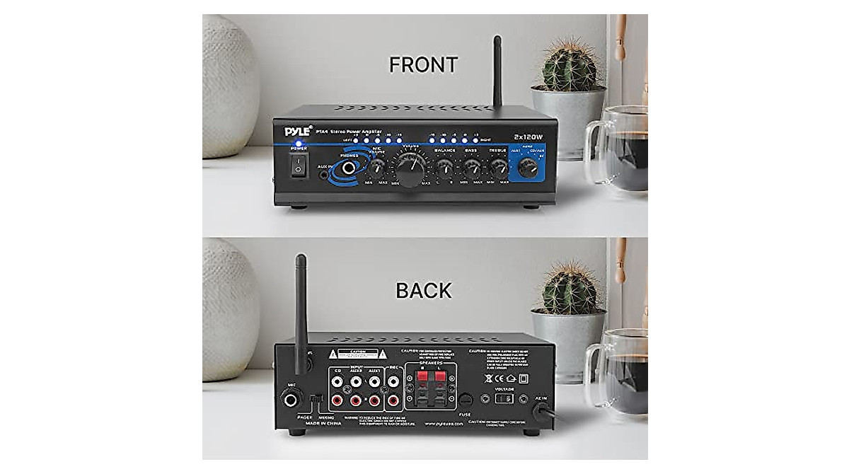 Pyle Home Audio Amplifier System - 2X120W Bluetooth