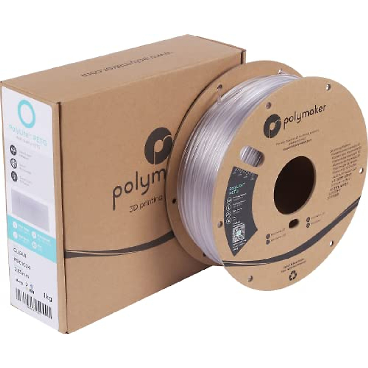 2.85mm(3mm) PETG Filament 2.85mm, 1kg Strong PETG Clear Filament - Polymaker PolyLite PETG 2.85mm Transparent 3D Printer Filament, Print with 2.85mm Openning 3D Printers Only