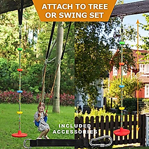Bobibibo Swing Set 2 Pack Swings Seats Tree Climbing Rope Swing Multicolor with Platforms, Outdoor Toys for Kids Ages 3+, Outside Playground Backyard Swingset Accessories with 5Ft Strap and Snap Hook