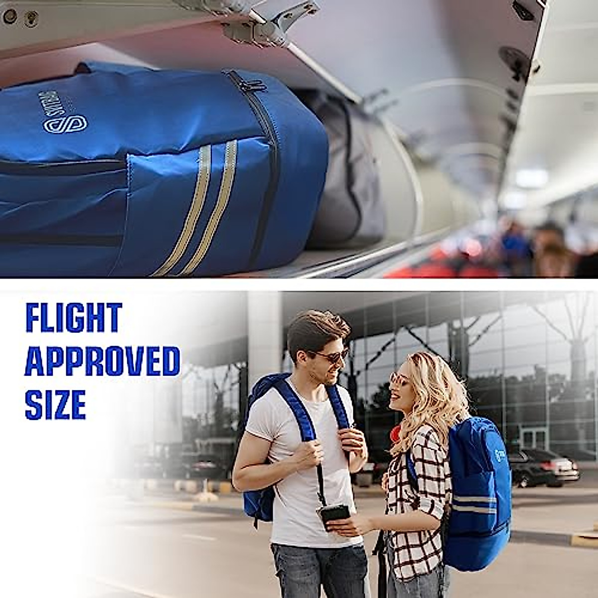 Svitbag Blue Large Waterproof Sports Backpack 35.5L Capacity Polyester Fabric Reflective Side Stripes, Multiple Compartments, Laptop and Phone Pockets - Best for Gym