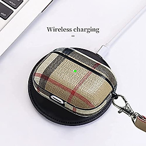 Luxury Case for AirPods Pro(1st & 2nd Generation), Fashion PU Shockproof Anti-Slip Protective Cover Accessories Set for Airpods Pro Case with Con Wrist Strap, and Keychain…