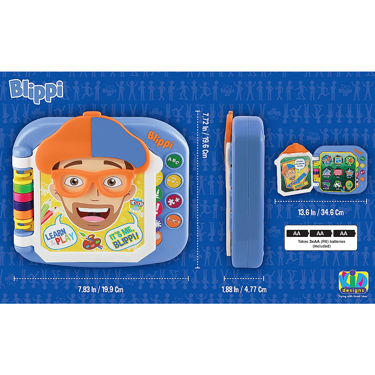eKids Blippi Book, Toddler Toys with Built-in Preschool Learning Games, Educational Toys for Toddler Activities for Fans of Blippi Toys and Gifts(Multi Color)