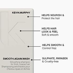 KEVIN.MURPHY SMOOTH.AGAIN WASH - Frizz Control Shampoo - For Thick, Coarse & Unruly Hair - Moisturising Shampoo for Hair Hydration - Sulphate & Paraben Free - 250 mL / 8.4 fl oz