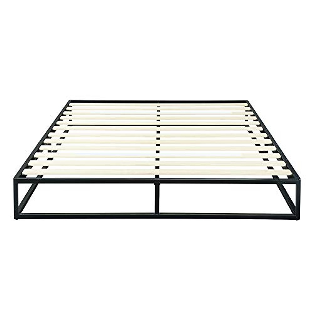 PrimaSleep 9 Inch Dura Metal Platform Bed Frame-Wooden Steel Slat Support/Underbed Storage Space, Queen, Black