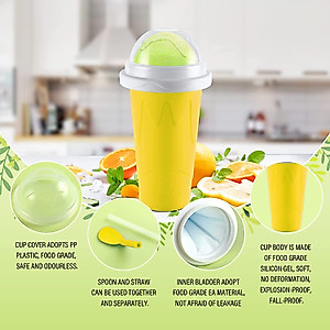 Slushy cup drink maker,homemade slushie cup maker Quick Frozen Smoothies,milkshake maker,freeze the cups and get insta magic slushy drink no need slushie machine,cool cup. (Yellow)