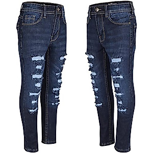 Kids Girls Skinny Jeans Denim Ripped Stretchy - Girls Jeans M617 Dark Blue 13