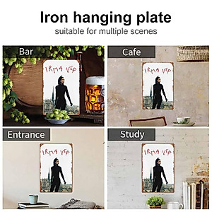 Irma Vep Movie Poster Creative Tin Sign Metal Sign Retro Wall Decor for Home Gate Garden Bars Restaurants Cafes Office Store Pubs Club Sign Gift 12 X 8 INCH Plaque Tin Sign
