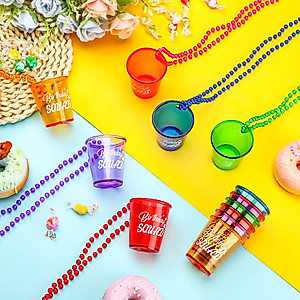 12 Pcs Birthday Squad Shot Glass Necklace Shot Necklace Cups Plastic Birthday Glasses on Beaded Necklace Funny Beaded Birthday Squad Cups for Adults Birthday Wedding Party Supplies Favors, 6 Colors