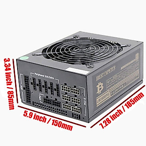 Module Power Supply 1600w Full Modular for Miner 1600w 80 Plus Gold Power Supply 12V with Auto Fan Speed Control Support 8 Graphic Card RX3060/3070/3080 for ETH ETC Zcash Ethereum Mining Rig 110V