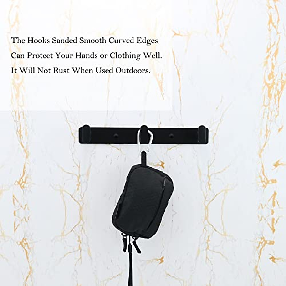 Potaosey 2-Pack Black Wall Coat Rack, Wall Mounted Coat Rack with 3 Hook,Modern Style Coat Rack Wall Mounted,Metal Coat Hooks Rail for Coat Hat Key Bathroom Bedroom Hotel Entryway