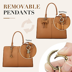 ECOSUSI Laptop Tote Bag Laptop Bag 15.6 inch Work Shoulder Briefcase Computer Messenger with Clutch Satchel Handbag 2 PCS Set (Brown)