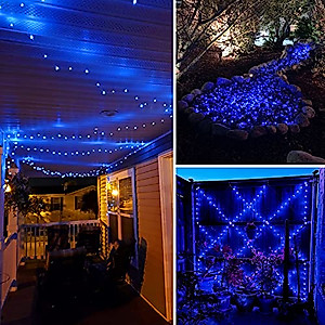Solar String Lights Outdoor, 4-Pack Each 72FT 200 LED, Solar Twinkle Lights Outdoor Waterproof with 8 Modes, Copper Wire Solar Fairy Lights for Tree Outside Decorations (Blue)