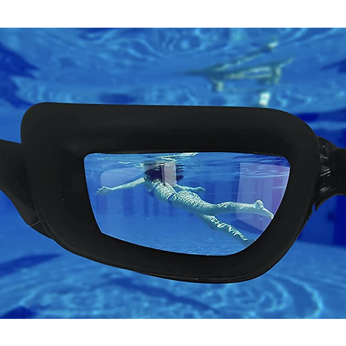 4 in 1 Swimming Kit | Goggles - Cap - Earplugs - Nose clip | Comfortable Adjustable Anti Fog UV Protected lenses | For Adults or Kids Men or Women | No Leaking | Swim Pool Sea Gift Pack | Black