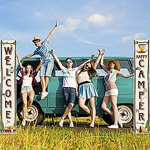 Camping Party Banner Camping Party Decorations Welcome Porch Sign for Camping Themed Birthday Baby Shower Decorations