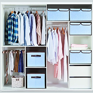 senbowe Larger Storage Cubes [4-Pack] 33 Quart Linen Fabric Foldable Collapsible Storage Cube Bin Organizer Basket with Lid, Handles, Removable Divider For Home, Closet - (16.5 x 11.8 x 9.8”)