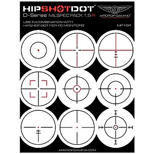 HipShotDot D-Series Milspec Pack - Reusable Transparent Aim Sight Assist TV Decals - Gaming Television or Monitor Decal for FPS Video Games Compatible with PC, Xbox & Playstation (1.5 Red)