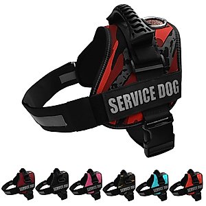 ALBCORP Service Dog Vest Harness - Reflective - Woven Polyester and Nylon, Comfy Mesh Padding - Sizes from XXS to XL – Service Dog Patches Included. Red Camo, Large