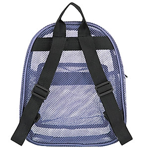 Mini Mesh Backpack for Women, Men, Beach Toys, Pool, and Swimming Gear; Mini Transparent Backpacks with Padded Straps (Purple)