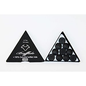 Wonders Shop USA New Billiards Cue Tips Buffalo Hide Exclusive Buffalo Brand - 13 mm Hard Rating - 10 Pieces Per Box - Color Black